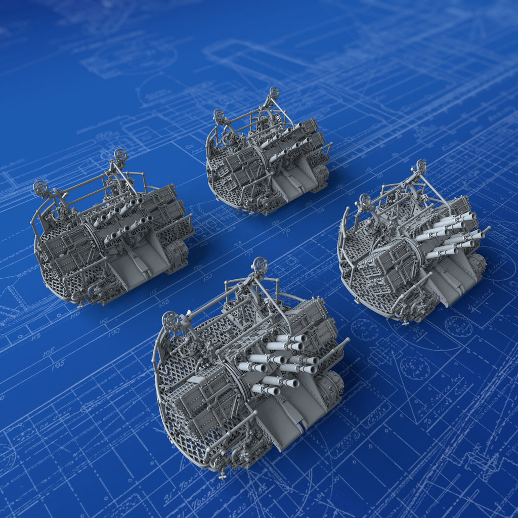 1/700 Royal Navy 2-pdr Octuple Pom Poms (4cm/39) QF MKVIII on ‘M’ (MKV ...