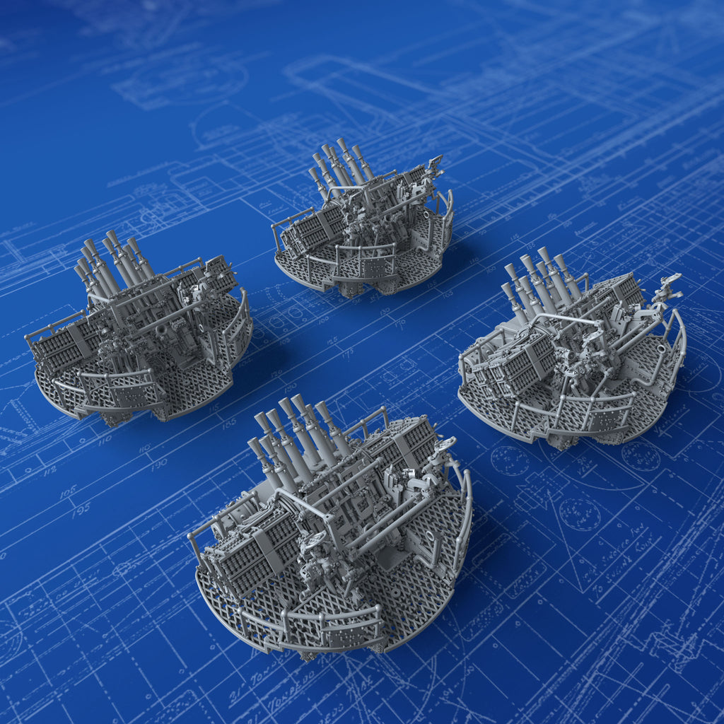 1/700 Royal Navy 2-pdr Octuple Pom Poms (4cm/39) QF MKVIII on ‘M’ (MKV ...