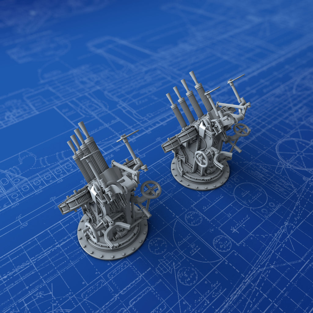 1/128 Royal Navy Quad Vickers 0.50"/62 (12.7mm) MG MKIII (No Shield) x ...