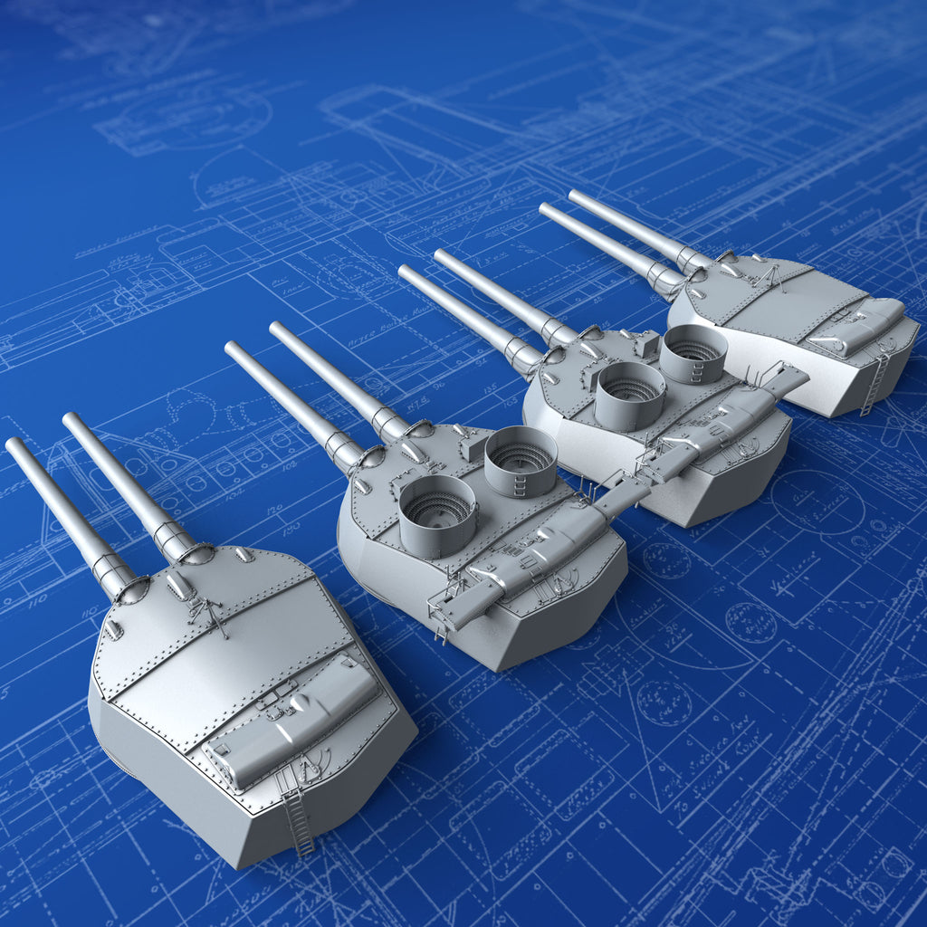 1/350 Royal Navy 15" (38.1cm) MKI*/N Turrets x4 HMS Warspite (1942) w ...