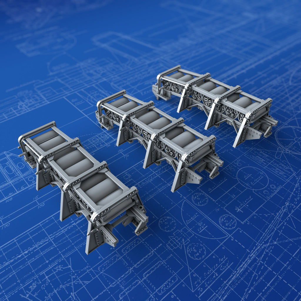 1/350 Royal Navy Depth Charge Rails x3 (Tribal Class, 8 Charge Version ...
