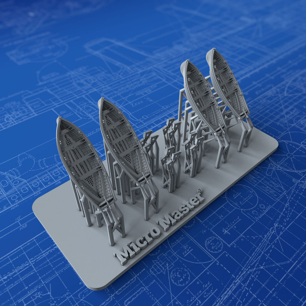 1/700 Royal Navy 18ft Cutters x4 – Micro Master 3D Printed Hobby Parts
