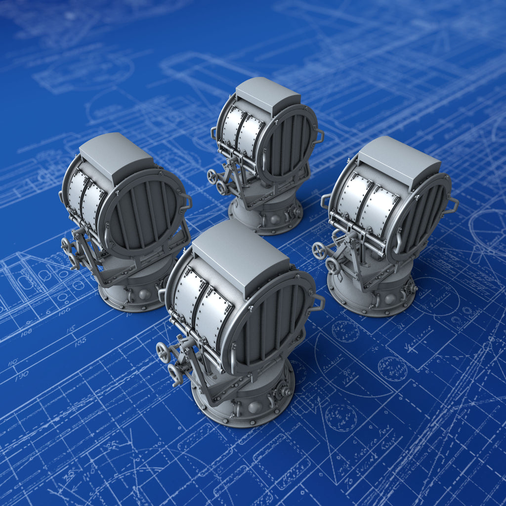 1/200 Royal Navy WW1 36" Searchlights x4 – Micro Master 3D Printed ...
