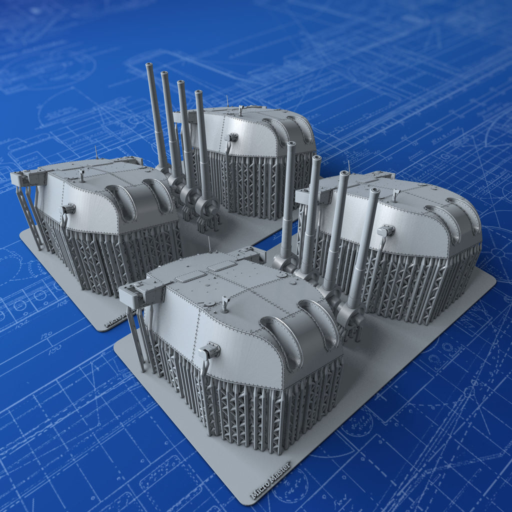 1/200 Royal Navy 8" MKVIII MKI Turrets x4 (County Class, Kent & London ...