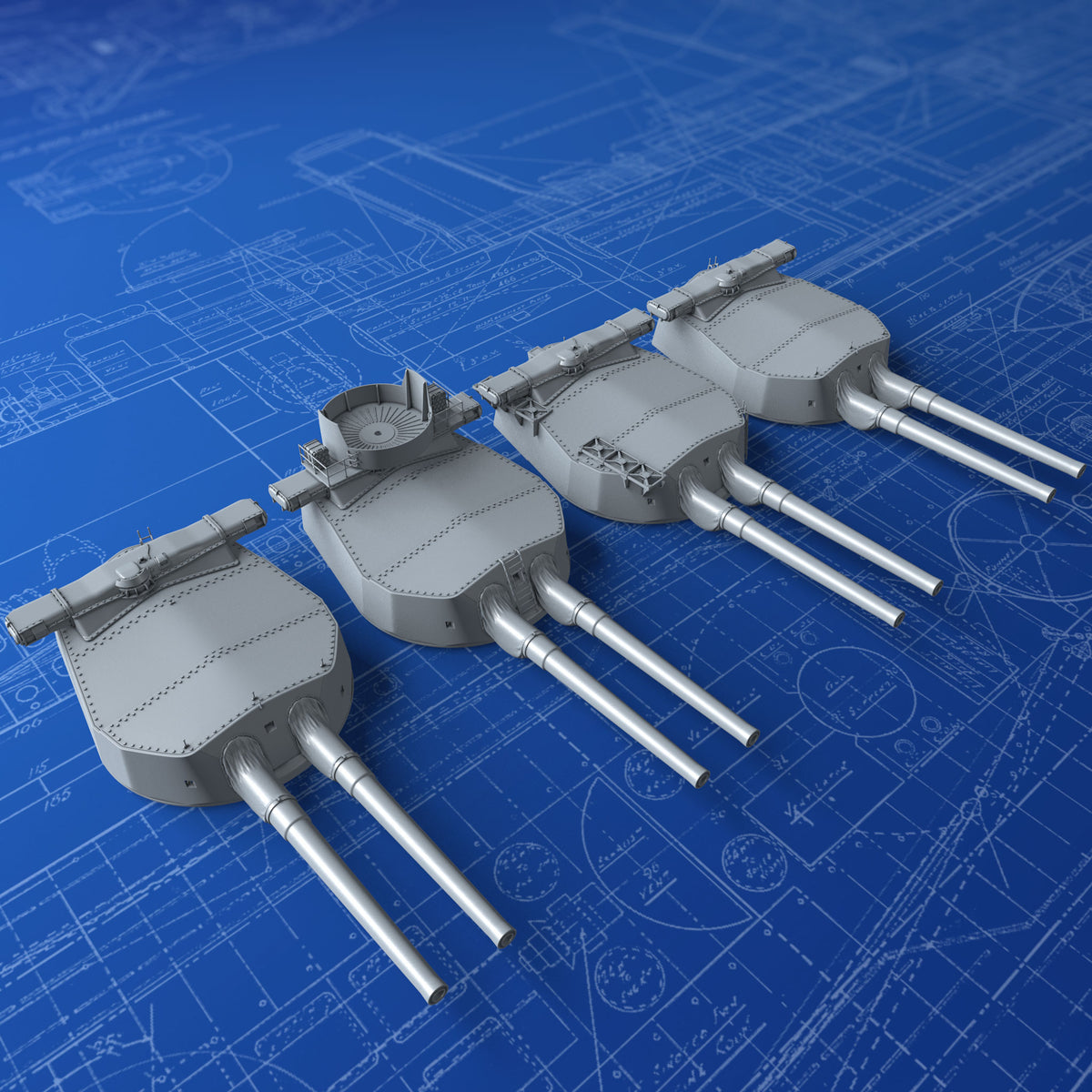 1/200 Royal Navy 15" (38.1cm) MKII Turrets HMS Hood (w. Blast Bags 194 ...