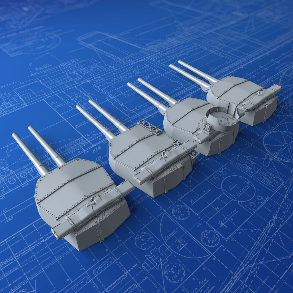 1/200 Royal Navy 15" (38.1cm) MKII Turrets HMS Hood (w. Blast Bags 194 ...