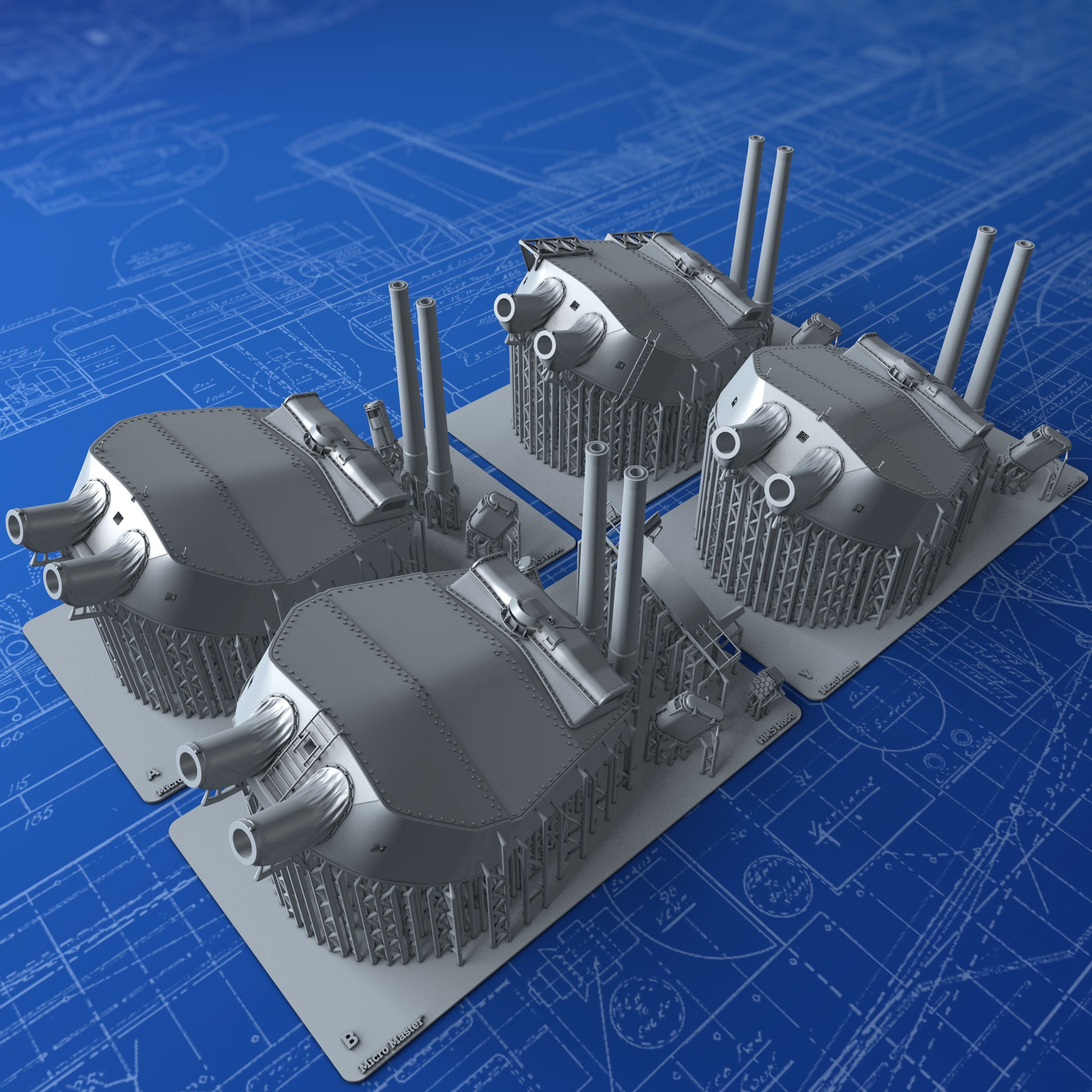 1/200 Royal Navy 15" (38.1cm) MKII Turrets HMS Hood (w. Blast Bags 194 ...