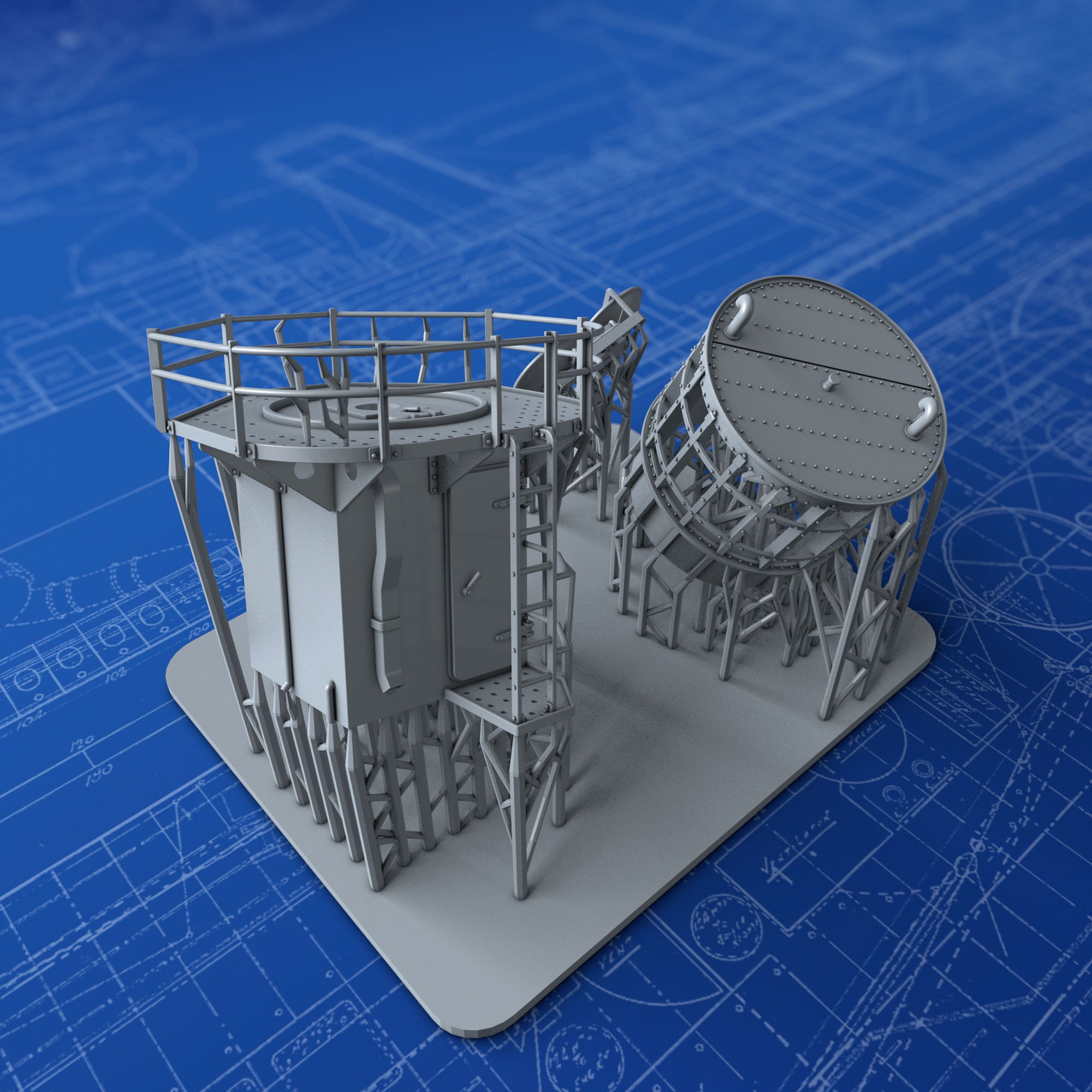 1/200 Royal Navy Type 273 Radar RDF Lantern and Office x1 (Angled Plat ...