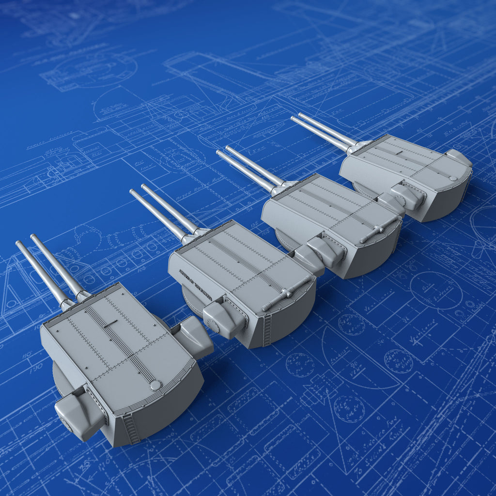 1/350 Regia Marina Pola 203mm/53 (8") Model 1927 x4 (w. Blast Bags ...
