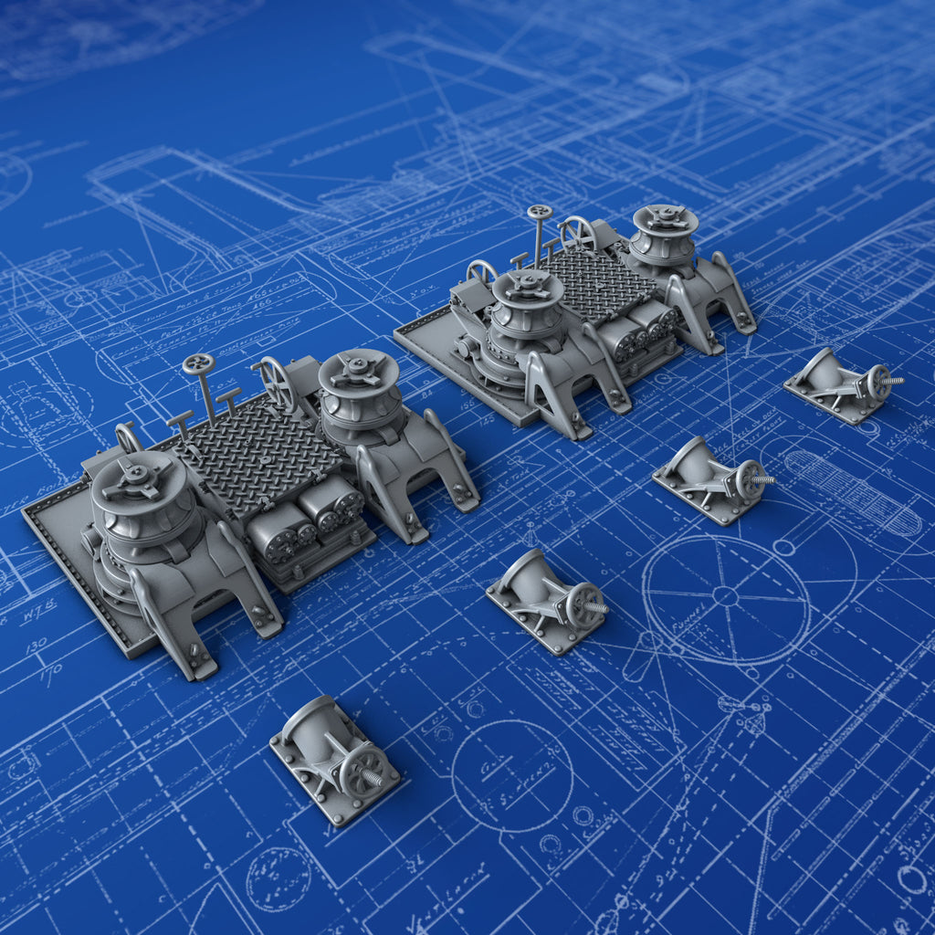 1/350 Royal Navy Tribal Class Twin Barrel Steam Capstan Assembly x2 ...