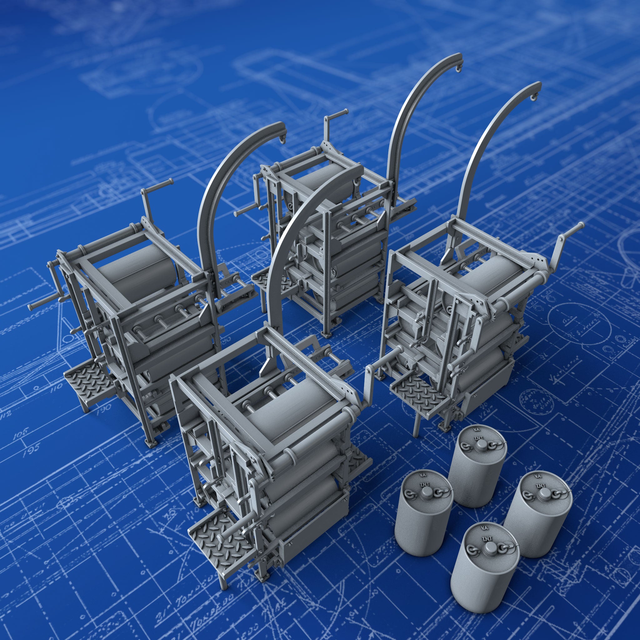 1/144 Royal Navy MKI* Depth Charge Stowage Racks (Left & Right Loading ...