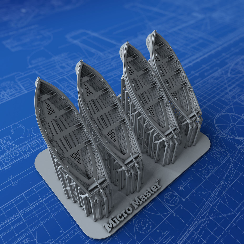 1/350 Royal Navy 18ft Cutters x4 – Micro Master 3D Printed Hobby Parts