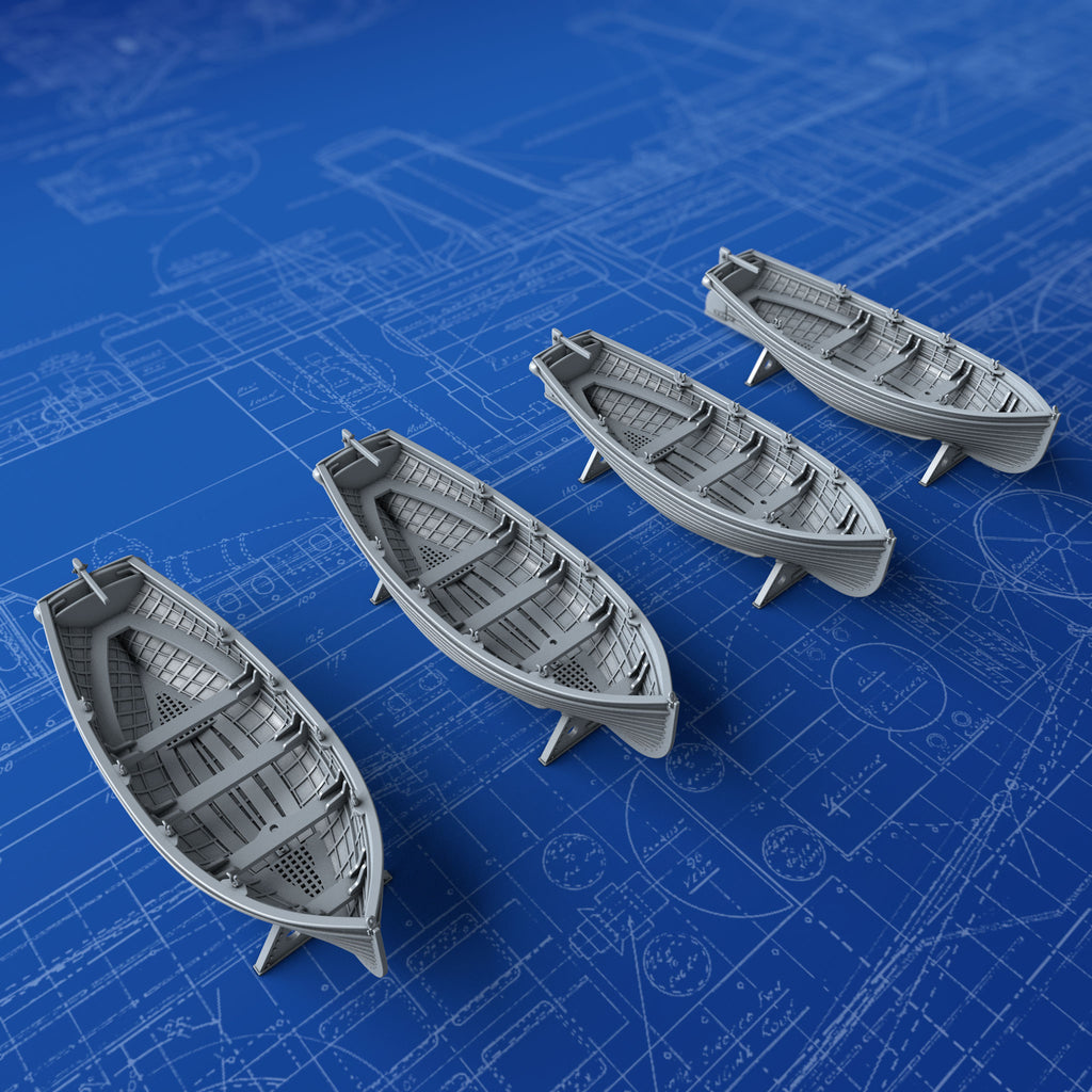 1/350 Royal Navy 18ft Cutters x4 – Micro Master 3D Printed Hobby Parts