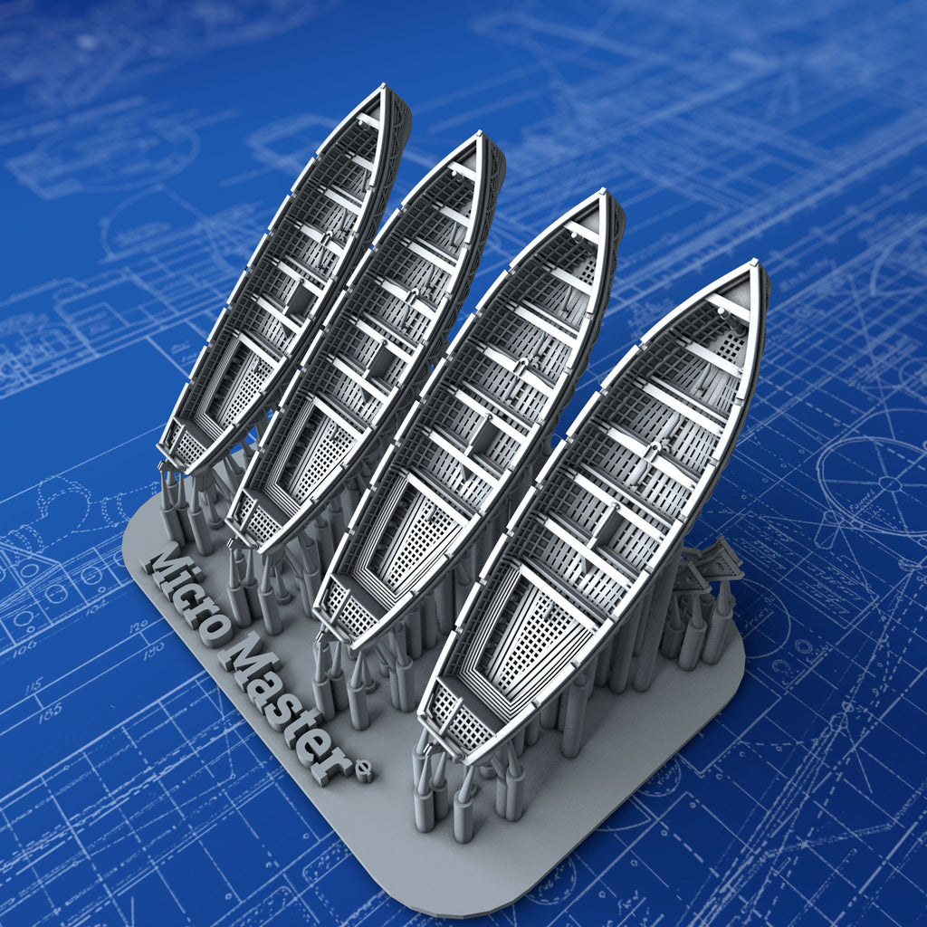 1/700 Royal Navy 32ft Life Cutters x4 – Micro Master 3D Printed Hobby Parts