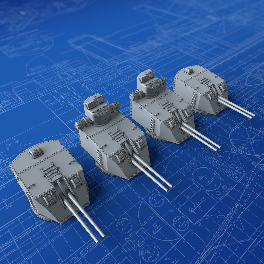 1/700 French Navy Twin 130mm/45 (5.1") Model 1932 x4 (Joffre Class) – Micro Master 3D Printed ...